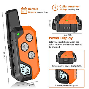 PIOUNS Dog Training Collar, IP67 Waterproof Dog Shock Collar with Remote Control, 3 Training Modes, Shock, Vibration and Beep, Rechargeable Electric Shock Collar for Large Medium Small Dogs