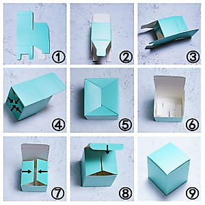 Small Cube Turquoise Candy Treat Boxes Bulk Teal Blue Gift Boxes Wedding Favors Baby Bridal Shower Birthday Party Boxes Supplies, 50pc (Aqua Blue)