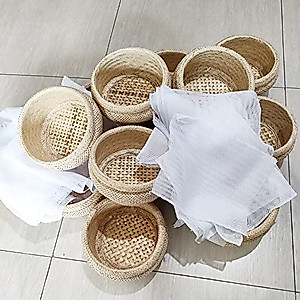 Bamboo Sticky Rice Basket Hand made 100% Eco-Friendly Prestige Collection Food Safe for Cooking Cloth + 2 piece Family Electric Cooker Steamer