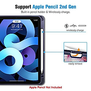 Fintie Folio Case for iPad Air 11-inch M2 (2024), iPad Air 5th / 4th Generation (2022/2020) 10.9 Inch, Multi-Angle Viewing Soft TPU Cover with Pocket & Pencil Holder, Blooming Hibiscus