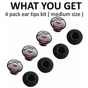 A-Focus Voyager 5200 Eartips Set, Comfortable Replacement Ear Tips Kits Earpads Foam Earbuds Ear Gels Compatible with Plantronics Voyager 5200 5210 5220 Legend Headset Medium M Gray 4 Pcs