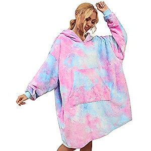 Wearable Blanket Hoodie for Women Girls - Fleece Oversized Sweatshirt Blanket Christmas Birthday Gifts Ideas, Super Soft Warm Sherpa Fuzzy Hoodie, Comfortable Giant Hooded Blanket for Adult Teen Kid