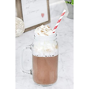 Darware Mason Jar Mugs with Handles (24oz, Clear, 4-Pack); Glass Drinking Glasses for Cold Beverages, Decoration, Storage, Party Favors, Cocktails, Floats