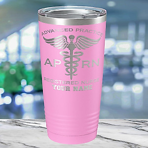 Personalized APRN Advanced Practice Registered Nurse Gift on Blush 20 oz Stainless Steel Tumbler with Lid - Insulated Cup - Custom Travel Mug