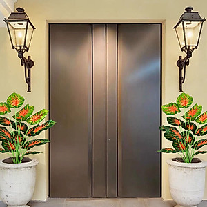 Rozwkeo Artificial Plants Fake Turtle Tree Leaves with Stems 29" Tall Faux Palm Tree Large Imitation Frond Monstera Leaf Tropical Plant Greenery Floral Jungle Party Home Outdoor Garden Decoration