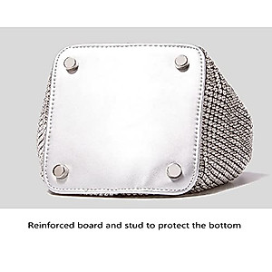 Allsolvable Rhinestone Mini Bag Women Blingbling Sparkle Purse Crystal Clutch Handbags Silver Party Prom Wedding