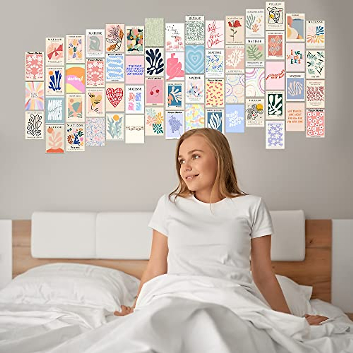 Woonkit 60 PC Danish Pastel Room Decor, Posters For Room Aesthetic, Trendy Room Decor, Cute Preppy Bedroom Wall Collage Dorm Matisse Wall Art Prints Pictures Photo Collage Kit, Coconut Teen Girl Stuff (A - DANISH PASTEL)