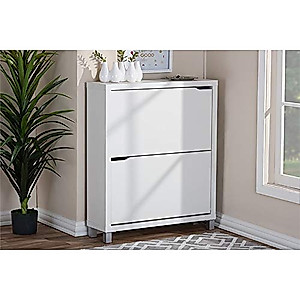 Home Square 2 Piece Modern Wood Shoe Cabinet Set in White