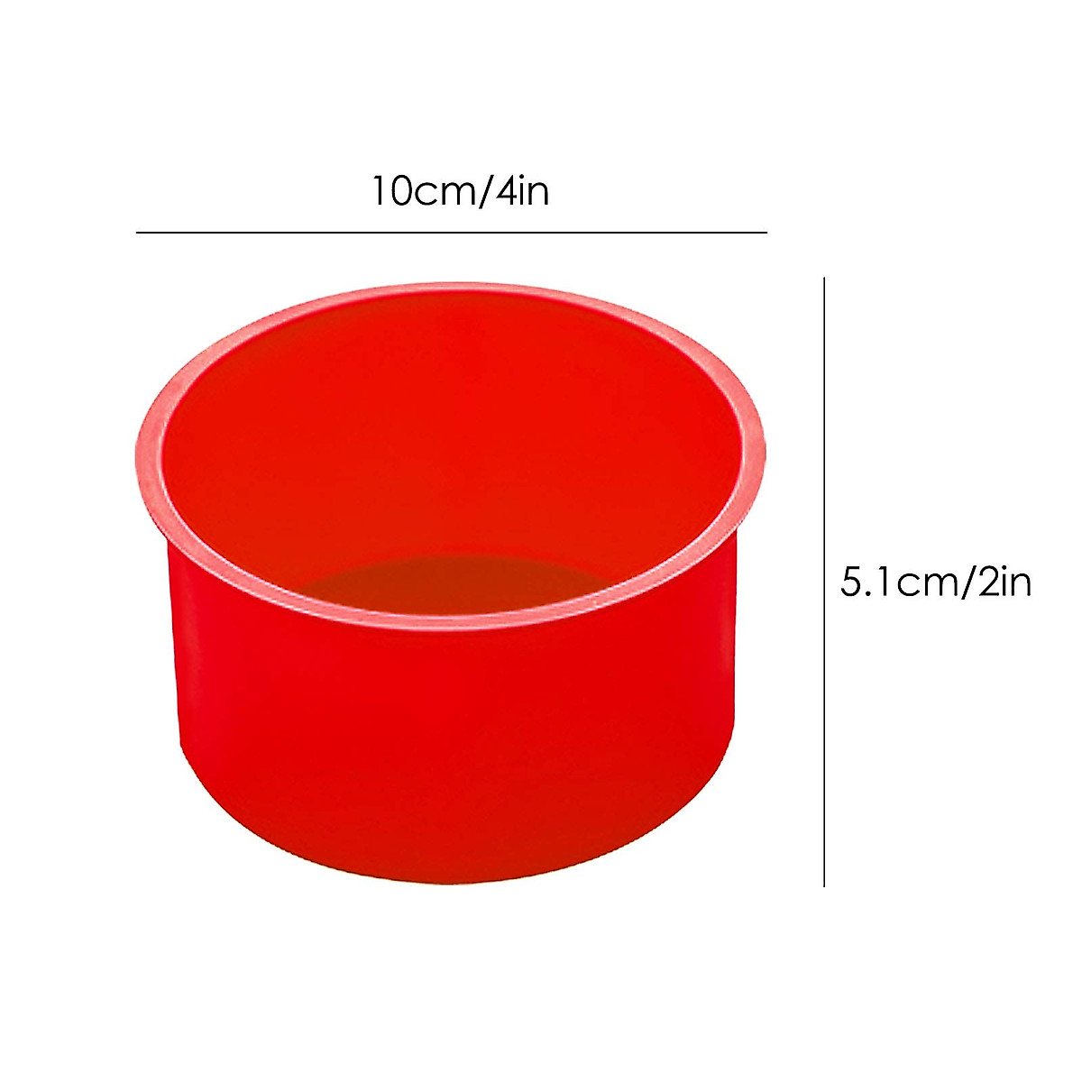 DaKuan Set of 6, Silicone Cake Mold Baking Pans, 4 inch Cake Pans for Baking, Muffin, Cupcake, Layer Cake, Cheese Cake, Chocolate and Rainbow Cake - Red