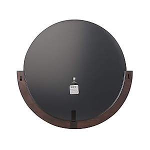 Umbra Mira Decorative Wall Entryway, Circular Mirror with Wood Frame on The Bottom Half, 22.5 Inch, Aged Walnut