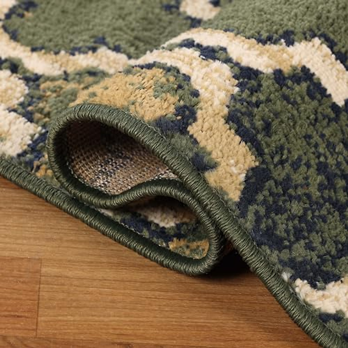 Superior Indoor Large Area Rug, Jute Backed, Perfect for Living/ Dining Room, Bedroom, Office, Kitchen, Entryway, Modern Geometric Trellis Floor Decor, Viking Collection, 5' x 8', Green