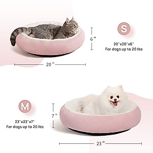 Love's cabin Round Donut Cat and Dog Cushion Bed, 20in Pet Bed for Cats or Small Dogs, Anti-Slip & Water-Resistant Bottom, Super Soft Durable Fabric Pet Beds, Washable Luxury Cat & Dog Bed Pink