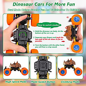 Toddler Toys Cars Kids Toys for 2 3 4 5 6 7 8 Year Old Boys: Pull Back Dinosaur Toys for Kids 3-5 | Toddler Boy Toys Age 4-5 Two Mode Monster Trucks for Boy Toys Christmas Birthday Gifts for Kids