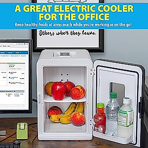 Koozam Mini Portable Compact Fridge and Warmer - For Desk home or travel Keep Your Drinks and Snacks Cosmetics and Skin Care Fresh Anywhere You Go - With Display Controller