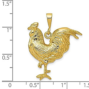IceCarats 14K Yellow Gold Rooster Necklace Bird Pendant Charm Only