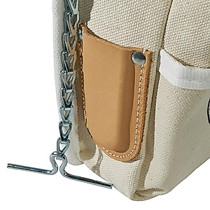 Klein Tools 5125 Canvas and Leather 5-Pocket Tool Pouch with Chain Tape Thong and Tunnel Belt Connection