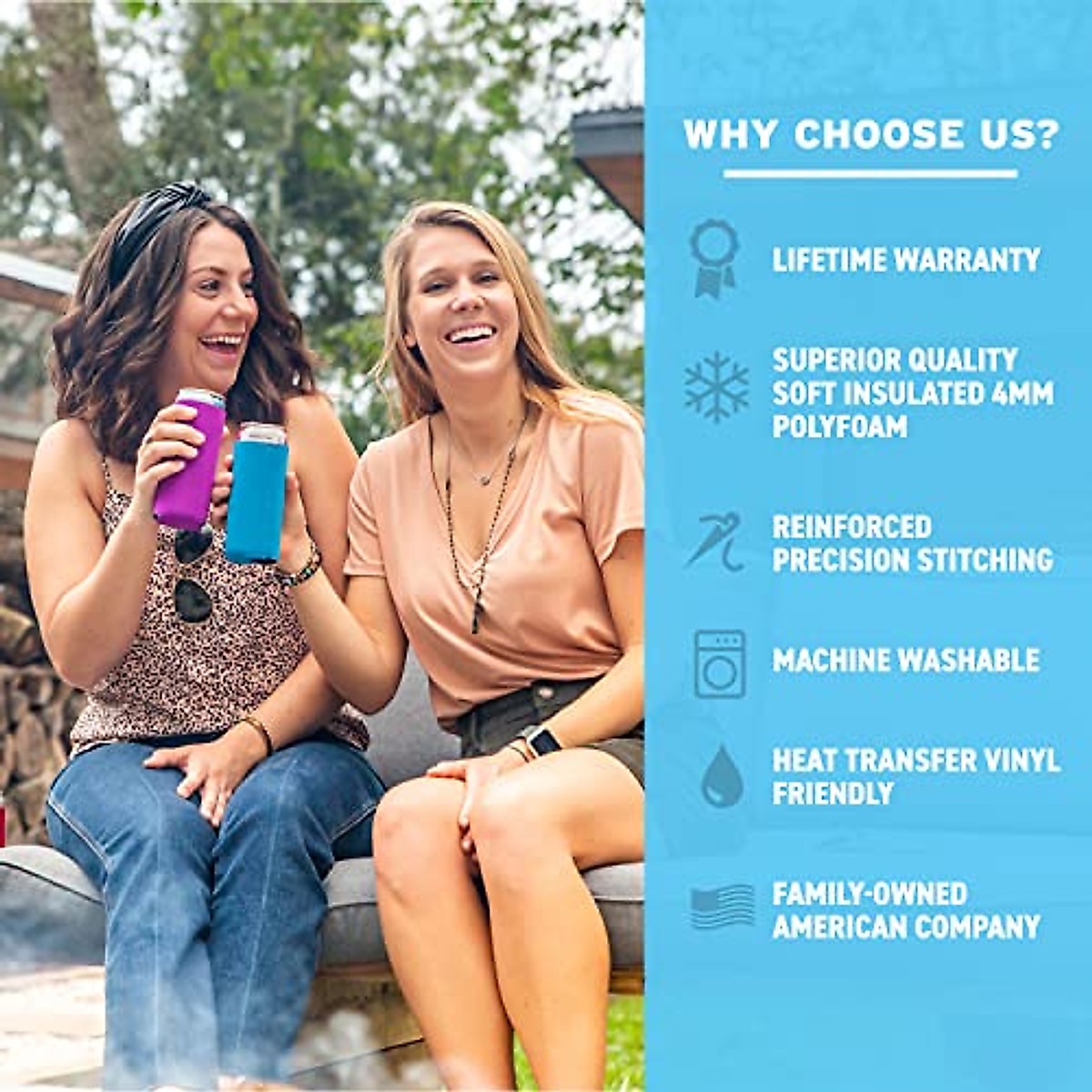 Slim Can Cooler Sleeves (9 Pack) for White Claw Sleeves for 12oz Skinny Can Coolers - Soft Insulated Slim Sleeves for Cans - Beer Sleeves for Cans like Michelob Ultra Can Holders for Tall Skinny Cans