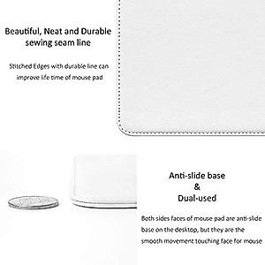 ProElife Mouse Pad Waterproof PU Leather Mousepad Dual-use for Home Office Business, Non-Slip/Noise-Reduction/Elegant Stitched Edge Laptop Computer Mouse Pad 9.8 x 7.5 inch (White)