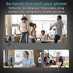 Square Jellyfish Jelly Grip WX Cell Phone Tripod Mount with Pro Tripod Stand - Smartphone Tripod Compatible with All iPhone and Android Smartphones - Small Tripod, Handheld for Video, Desk, or Travel