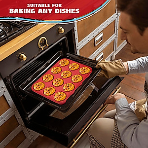 V TOWER 2Pcs Silicone Muffin Pans for Baking - 2 inch Deep Muffin Pan Silicone Molds for Baking Pans Nonstick Muffin Pan 12 Cavity - Silicone Muffin Pan Cupcake Silicone Molds Baking Pan Set