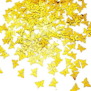 Gold Butterfly Party Table Confetti - Wedding Anniversary Birthday Mothers Day Party Foil Metallic Sequin Confetti Engagement Bridal Shower Bachelorette Party Sprinkle Scatter Confetti Decoration, 60g