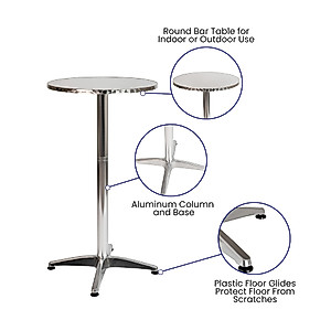Flash Furniture Metal Bar Table - Aluminum Patio Table - Mellie 23.5"H Round Bar Height Table - Indoor/Outdoor