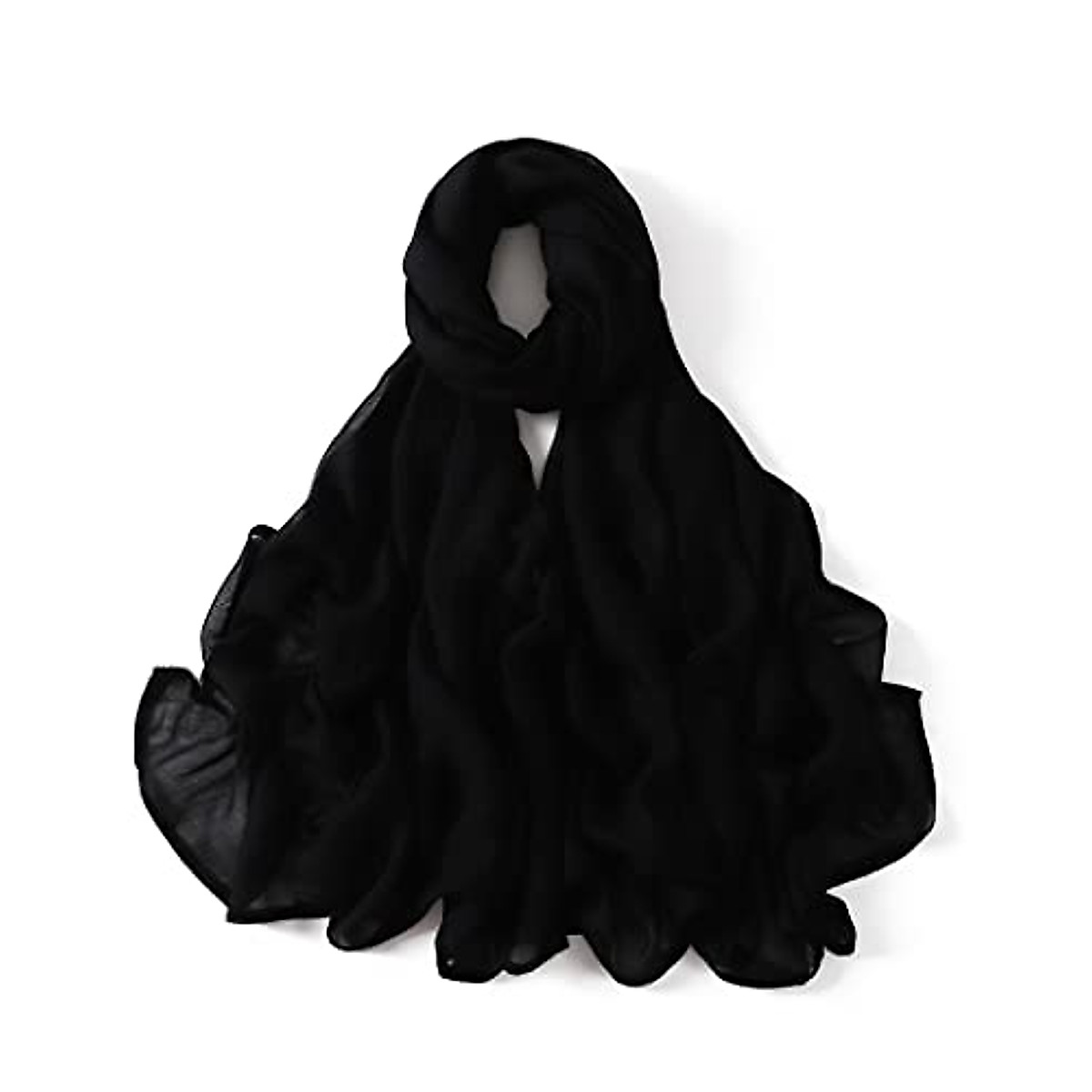 Txameru Women's Hijab Viscose Hijab for Women Muslim Cotton Hijab Fashion Hijab Scarf (Black)