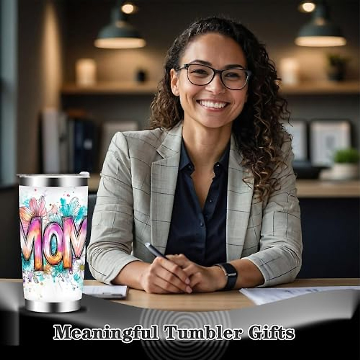 FOCIUZTA 20oz Colorful Watercolor Floral Artistic Tumbler with lid, Travel Coffee Cup, Ideal for Easter, Mother Day, and birthday gifts