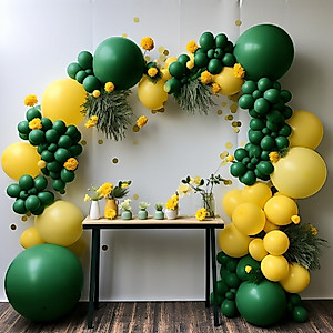 Green Yellow Balloon Garland Double Stuffed Balloons Different Sizes Latex matte Yellow Green Balloon Pastel Emerald Green Yellow Balloon Arch Kit for Birthday Baby Shower Wedding Sunflower Party Deco