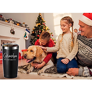 momocici Grandpa Est. 2024 20 OZ Tumbler.First Time Grandfather,Grandpa to Be,New Grandpa,Newborn Gifts.Birthday,Christmas Gifts for New Grandfather,Husband,Men Travel Mug(Black)