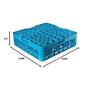 CFS OptiClean 16-Compartment Glass Rack with Extender for Commercial Dishwashers, Plastic, Carlisle Blue