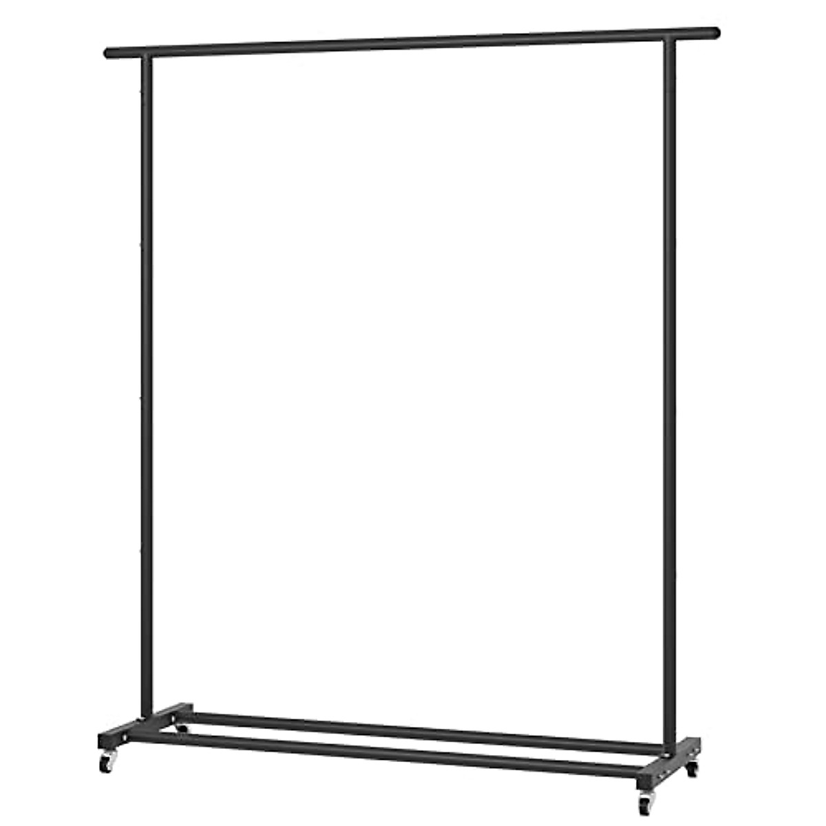 Buzowruil Clothing Rack Clothes Rack Standard Rod Simple Rolling Metal Garment Rack Organizer Freestanding Hanger with Wheels,Black