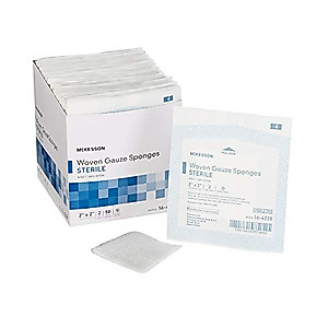 McKesson 8-Ply Sterile Gauze Sponges, 2" x 2", 2 Counts per Pack, 50 Packs (Total 100 Sterile Gauze Sponges)