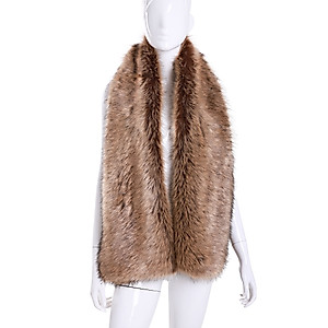 Women Long Faux Fox Fur Shawl Bridal Stole Cover Up Winter Soft Bolero Scarf Raccoon
