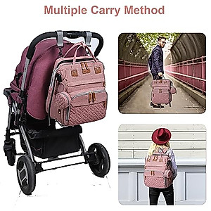 HuangDa Diaper Bag Backpack, Multifunction Baby Diaper Bags, Waterproof Baby Essentials Travel Bag for Baby Girl Boy, Large Capacity Mommy Bag with Changing pad & Stroller Straps & Pacifier Case