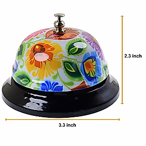 WEKOIL Call Bell Desk Service Bell Ding Bell for Restaurant Hotel Room Kitchen Party School Classroom Office Elderly Teachers Students Large White Pattern Bell,3.3 inch
