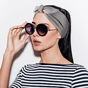 WILLBOND 6 Pieces Tie Headband for Women, Adjustable Headbands, Knotted African Headbands, Yoga Elastic Non Slip Floral Hair Bands for Running Hiking Cycling Workout (Without Patterns)