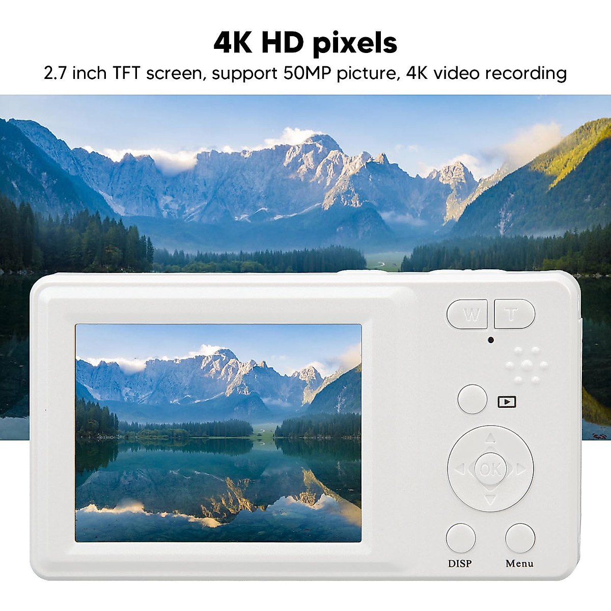 Small Camera for Teens 50MP 4K Digital Camera Face Recognition 2.7 TFT Screen with Lanyard for Photography (Silver)