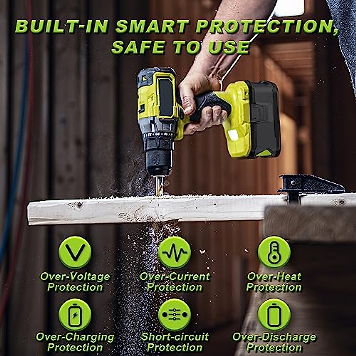 ULATI 2Pack Replacement for Ryobi Battery 18v 6.0Ah Lithium Battery Compatible with Ryobi One 18v Battery P108 P107 P105 P104 P103 P102 and Cordless Power Tool