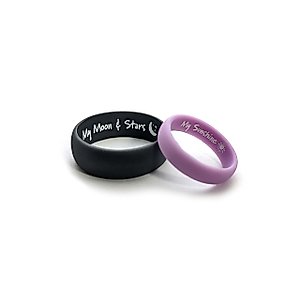 AERA CUSTOMIZED His & Hers Silicone Wedding Band Set - Engrave Any Text, Symbol, Image - Ships Next Day