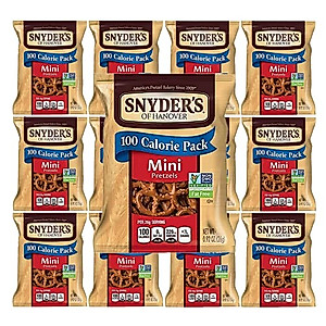 Snyder's Mini Pretzels, 0.92oz Bags, Pack of 12 - with Bay Area Marketplace Napkins