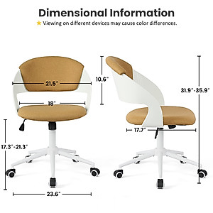 HYLONE Kids Desk Chair Set of 2, Cute Study Chair for Boys Girls Height Adjustable, Swivel Computer Task Student Chairs for Growing Teen, Office Chair for Home/School/Office, Yellow