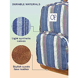 Ocean Pacific La Playa Canvas Backpack for Travel, Sports, Beach, Work, Casual Daypack for Men Women Fits 15.6 Inch Laptop (Navy)