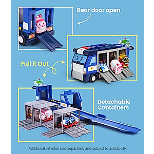 Robocar POLI Toys, Mobile Headquarters, 3-in-1 Transforming Police HQ Trailer Truck Toy with Vehicle Launchers & 1 Poli Die-Cast Car, Kids Toys for Ages 3 and up