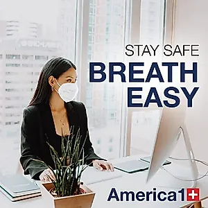 America1 KN95 Face Masks | Made in USA | Breathable Face Masks with 4-Layer Protection | Face Masks for Men and Women | Disposable Face Masks for Work, Home, and Outdoor | 20 Count White Face Masks