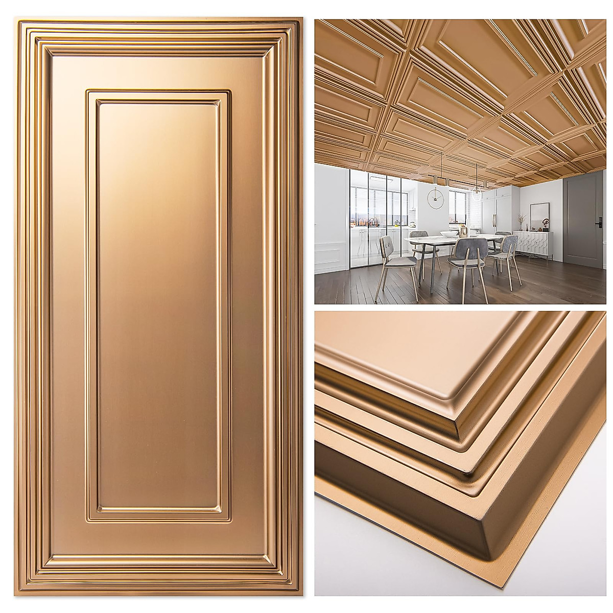 Art3d Drop Ceiling Tiles, 24x48in. Bronze (12-Pack)