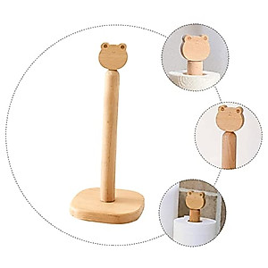 COHEALI Cartoon Tissue Holder Vertical Towel Rack Wood Bracket Paper Towel Mount Kitchen Tissue Roll Standing Hand Towel Holder Wooden Paper Towel Rack Roll Paper Support Roll Paper Holder