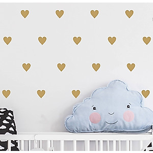 2inchx100 Pieces DIY Heart Wall Decal Vinyl Sticker for Baby Kids Children Boy Girl Bedroom Decor Removable Nursery Decoration (Matte Gold)