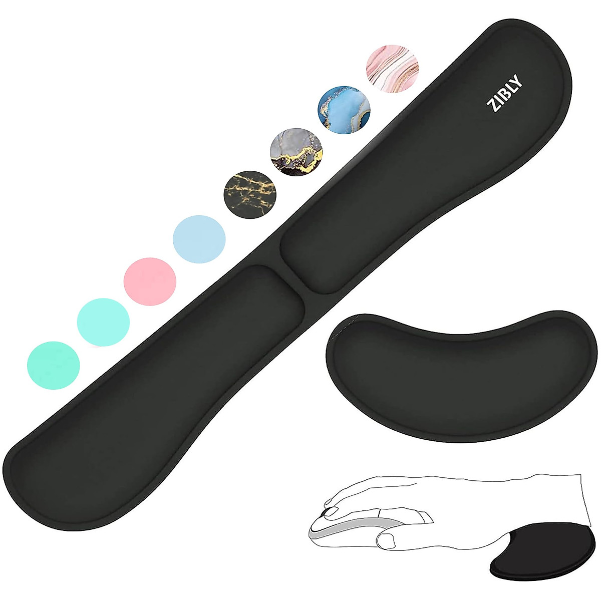 ZIBLY Gel Memory Foam Wrist Rest Keyboard and Mouse Set - Ergonomic Anti-Skid Non Slip Cushion Mouse Pad Wrist Support - Easy Typing, Pain Relief for Work from Home Gaming Computer Laptop