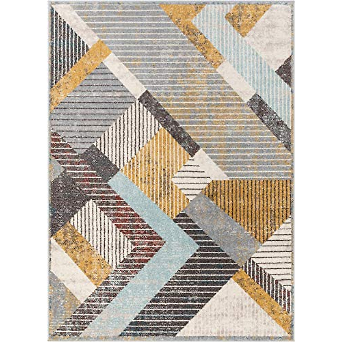 Well Woven Jayce Grey Modern Geometric Boxes & Shapes Pattern Area Rug 8x10 (7'10" x 10'6")